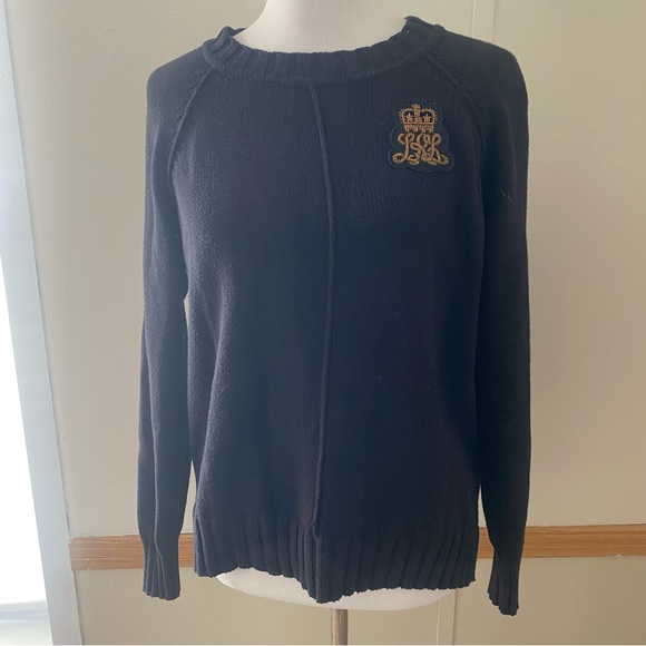 Ralph Lauren | Sweaters | Ralph Lauren Lrl Logo Knit Black Sweater Seed ...